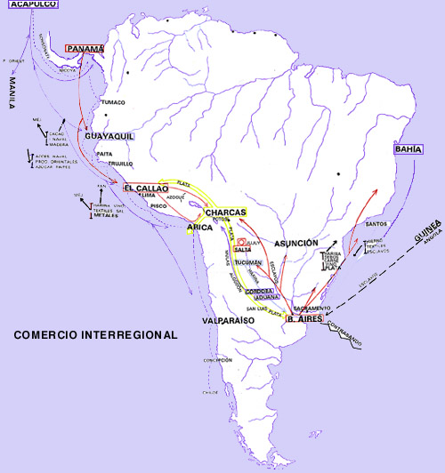 Mapas de los principales flujos del comercio interregional en el siglo ...